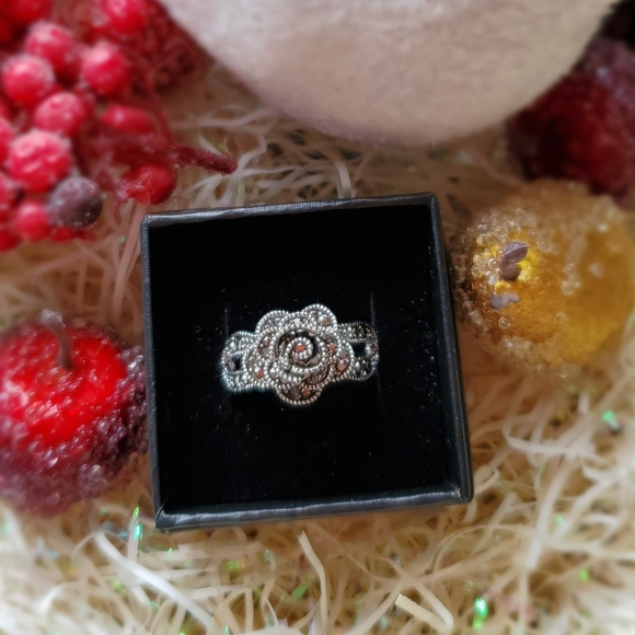 Jewelry | 3d Rose Marcasite Silver Ring New | Poshmark